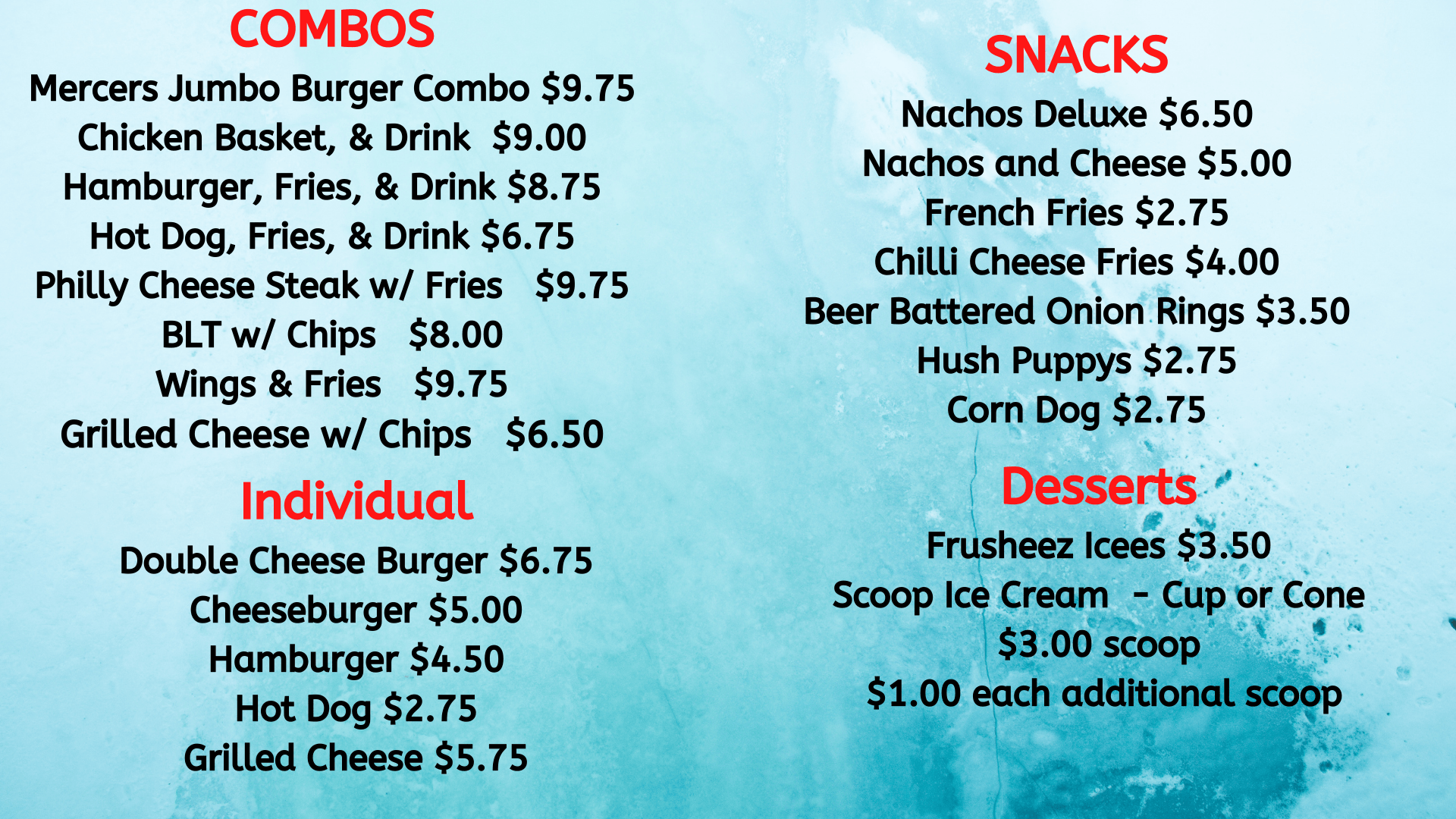Restaurant & Menu - Johnnie Mercers Fishing Pier